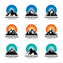 Mountain sky logo template set Royalty Free Vector Image