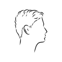 Outline side profile a human male head Royalty Free Vector