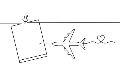 Abstract paper with plane as line drawing Vector Image