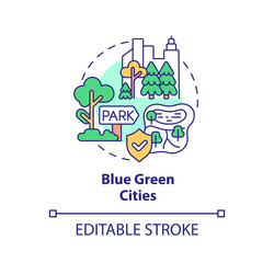 Blue green cities concept icon Royalty Free Vector Image