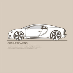 Classic car outline drawing Royalty Free Vector Image