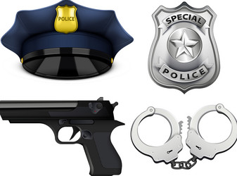 Police badges realistic set Royalty Free Vector Image