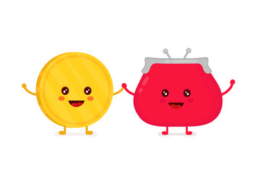 Funny smiling cute gold coin Royalty Free Vector Image