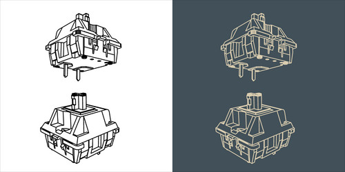 Switch mechanical keyboard wireframe blueprint Vector Image