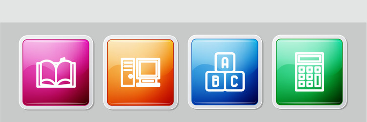 Set line book computer monitor abc blocks open Vector Image