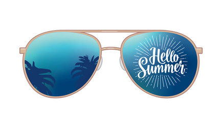 Aviator modern sunglasses with palms reflection Vector Image