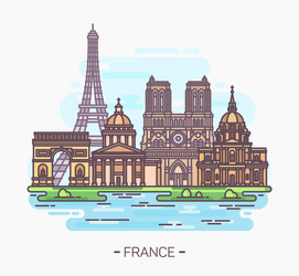 Famous landmarks france french sightseeing set Vector Image