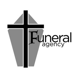 Funeral agency logo with headstone and cross Vector Image