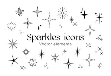 Stars sparkle symbols set the set of original Vector Image