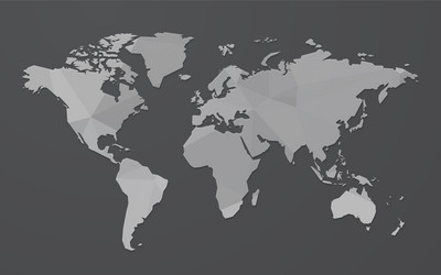 Greyscale world map on black background Royalty Free Vector