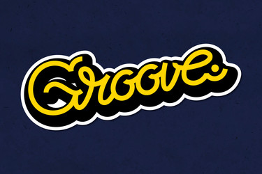 Handwritten groove word sticker Royalty Free Vector Image