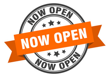 Now open sticker now open label Royalty Free Vector Image
