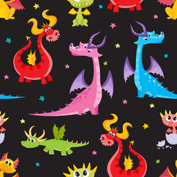 Seamless pattern fire dragons or cute dinosaurs Vector Image
