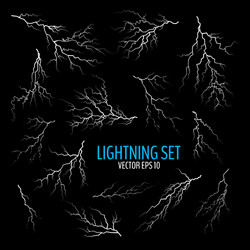 Lightning thunder storm lightnings isolated Vector Image