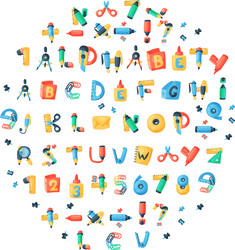 Alphabet stationery letters abc font Royalty Free Vector