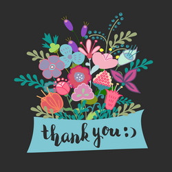 Floral spring thank you pink flowers card Vector Image