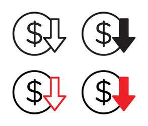 Lower cost icon set reduce price symbol in a back Vector Image