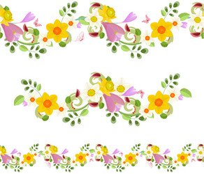 Collection horizontal seamless borders with spring