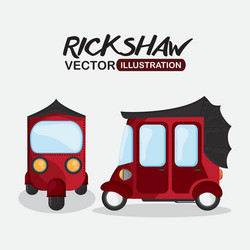 Single continuous line drawing rickshaw Royalty Free Vector