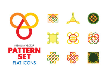 Traditional patterns icon set Royalty Free Vector Image