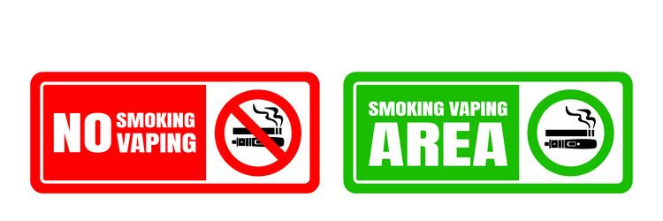 No smoking vaping and area sign set Royalty Free Vector