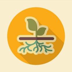 Plant with roots flat icon garden Royalty Free Vector Image