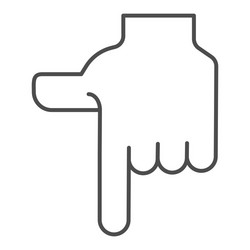 Pointing down hand line icon direction down Vector Image