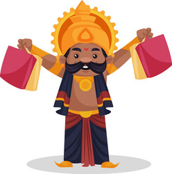 Golden ravana with ten heads hindu warrior Vector Image
