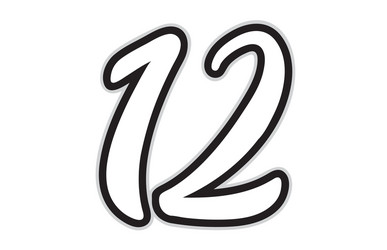 Black and white 12 number logo icon design Vector Image