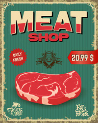 Butcher shop organic meat tin signs rusty plates Vector Image