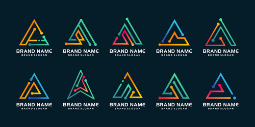 Modern and simple triangle logo in line style Vector Image