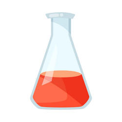 Cartoon round flask with yellow liquid Royalty Free Vector