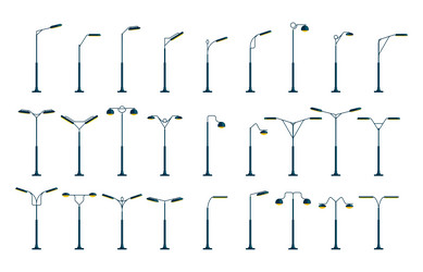 Outdoor urban light electric street lamp icons Vector Image