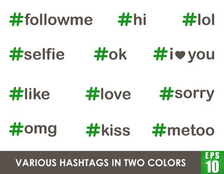 Various color hashtags isolated Royalty Free Vector Image
