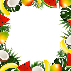 Mixed fruits border frame Royalty Free Vector Image