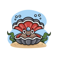 Hand drawn clam cartoon Royalty Free Vector Image