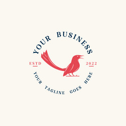 Red bird logo with flying bird Royalty Free Vector Image