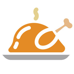 Cooked chicken icon flat roast food Royalty Free Vector