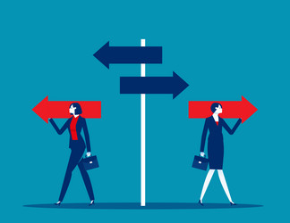 Business team different directions under Vector Image