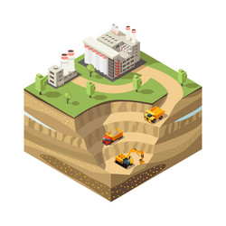 Isometric coal mining quarry Royalty Free Vector Image