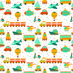 Seamless pattern with colorful transport cute Vector Image