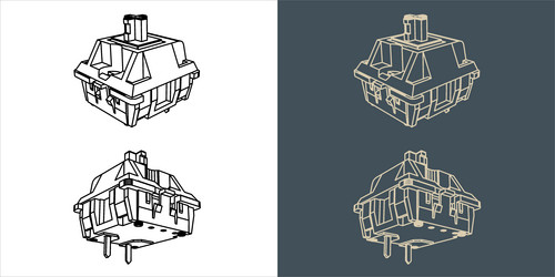 Switch mechanical keyboard wireframe blueprint Vector Image