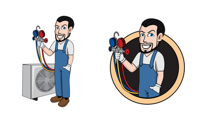 Technician character logo design Royalty Free Vector Image