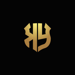 Ky monogram letter logo ribbon with shield style Vector Image