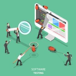Flat isometric concept html program data Vector Image