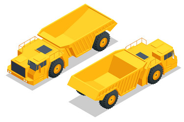 Isometric dumper truck excavator dump Royalty Free Vector