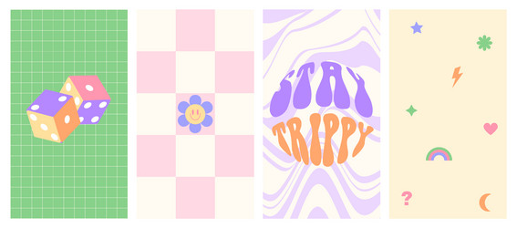 Groovy backgrounds set Royalty Free Vector Image