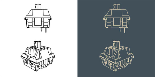 Switch mechanical keyboard wireframe blueprint Vector Image