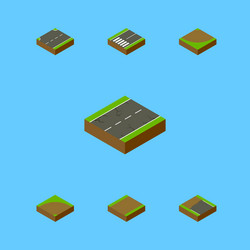Isometric way set of asphalt upwards Royalty Free Vector