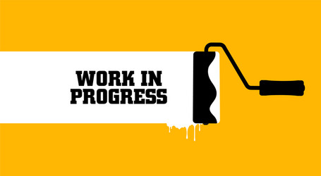 Yellow warning sign work in progress background Vector Image